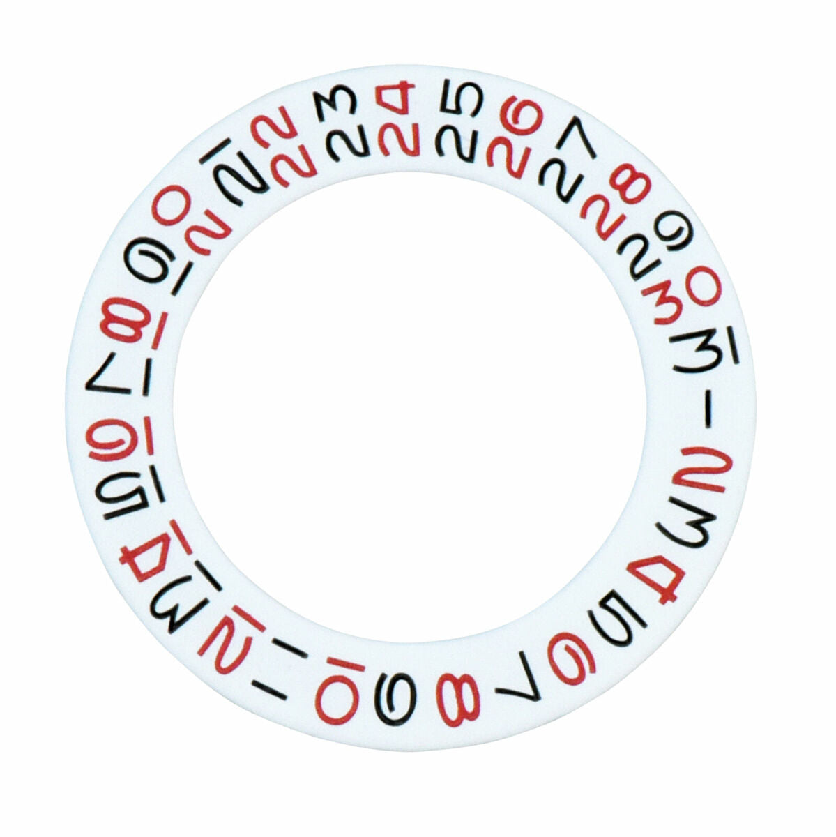 WHITE BLACK-RED ROULETTE DATE DISC WHEEL 3 & 9 OPEN OVERLAY FOR ROLEX