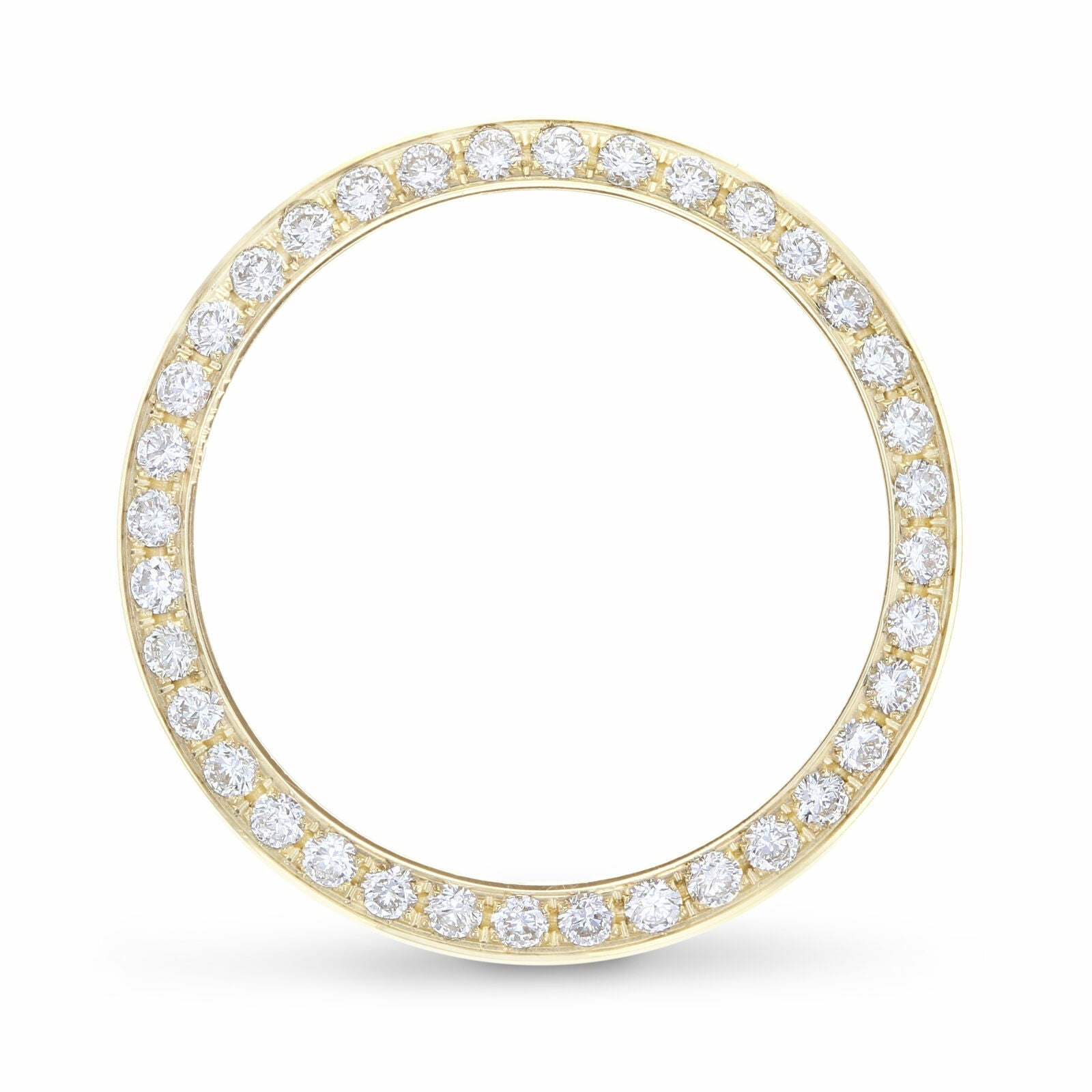 LADIES .70CT BEAD PAVE DIAMOND BEZEL FOR ROLEX NO DATE 24MM WATCH YELL